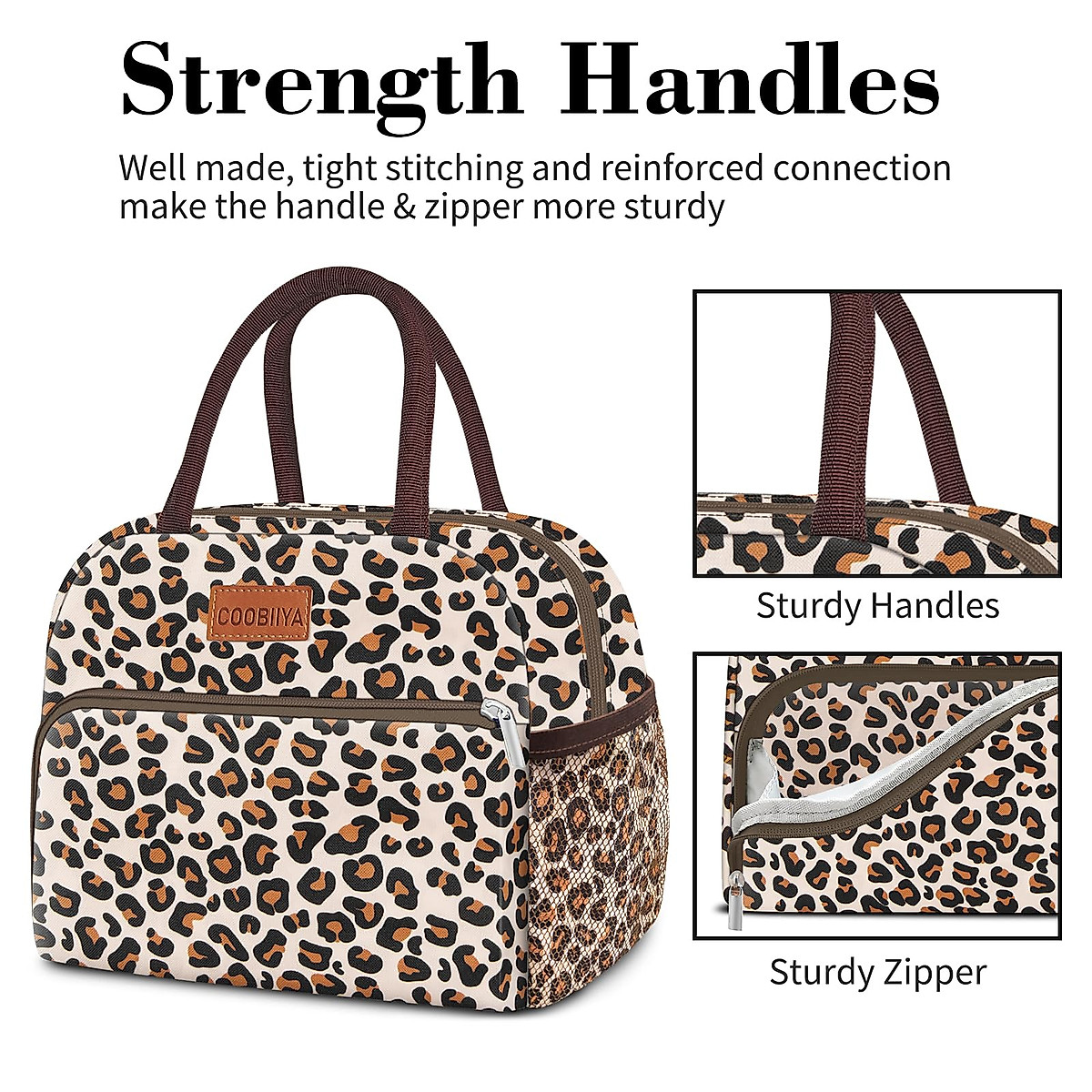 Lunch Bag Women, Insulated Lunch Box Tote Bag for Women Adult Men, Reusable Small Leakproof Cooler Cute Lunch Box Bags for Work Office Picnic School or Travel(Leopard)