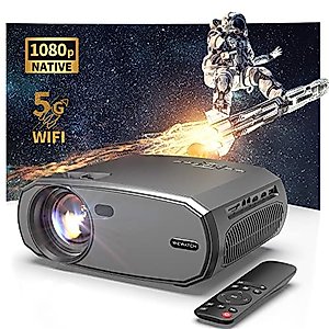 Native 1080P 15000 Lumens Projector, WEWATCH Portable 2.4G 5G Projector with WiFi and Bluetooth Mini Movie Projector, 200" Display 230 ANSI Lumens Video Projector for Home Outdoor, HDMI, VGA, USB
