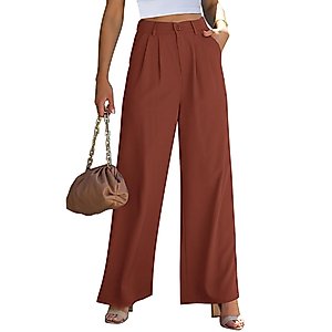 GRAPENT Teacher Pants Office Attire for Women Women's Pants Elastic Waist Flowy Summer Pants for Women Womens Petite Elastic Waist Pants Color Sequoia Brown Size Small Size 4 Size 6