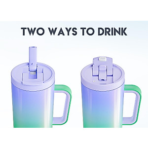 Meoky 40 oz Tumbler with Handle and Flip Straw, 100% Leakproof Tumbler with Lid and Straw, Stainless Steel Insulated Cup, Cupholder Friendly, Keeps Cold for 34 Hours (Fairyland)