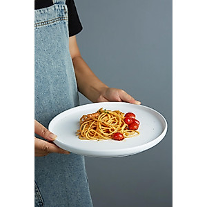 Famiware Dawn Plates and Bowls Sets, 12 Pieces Stoneware Dinnerware Sets, Dishes Set for 4, Microwave and Dishwasher Safe, White Matte