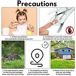 Gopher Trap Easy Setup Scissor Trap Reusable Mole Traps for Lawns Galvanized Metal Pest Control Traps for Gardens Farms Nurseries Field Outdoor Use, Silver Color (4 Pcs)