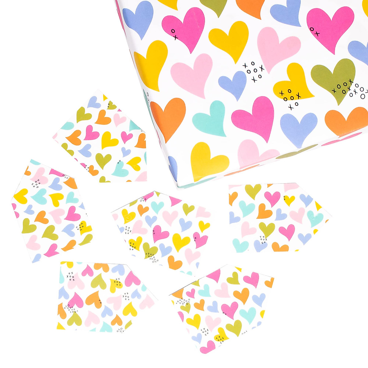 CENTRAL 23 Heart Wrapping Paper - 6 Sheets of Colorful Gift Wrap - Birthday Wrapping Paper for Women - Anniversary or Valentines Day Gift Wrap For Girlfriend Wife - Baby Shower - Pink Hearts