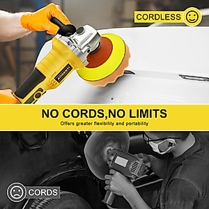 Cordless Buffer Polisher Compatible with DEWALT 20V Max Battery, 5000-10000RPM Variable Speed Brushless Motor Car Buffer, Lightweight, Rotary Polisher for Boat, Car Polishing and Waxing (Tool Only)