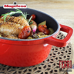 MAGEFESA FERRO 6.2 Qt Enameled Cast Iron Dutch Oven with Lid, Superior Heat Retention & Distribution, Compatible with All Cooktops, Induction & Oven Safe, Energy-Efficient, Easy to Clean, Durable