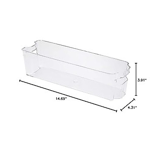 Amazon Basics Plastic Fridge Storage Bin - Narrow (2-Pack), White