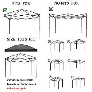 NINAT 1pcs Canopy Replacement Top Tent Top Cover for 10x10ft Pop Up Paty/Tent/Canopy (Vertical Leg) Instant Canopy Top Cover Black Canopy Top Cloth Only