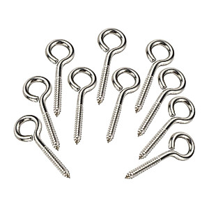 HOME MASTER HARDWARE Stainless Steel Eye Hooks, 10 Pack, Heavy Duty, Rust Resistant, 4.25 Inch, Indoor Outdoor Use
