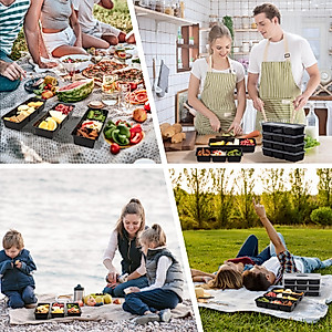 MOQRUAO 50 Packs 17oz Meal Prep Containers,Disposable Plastic Bento Boxes with 3 Compartments Food Containers Snack,Dessert,Travel Lunch Boxes for Office,Picnic