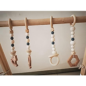 Zoro Wooden Baby Gym for Small Baby,4 Hanging Toys for Baby Play Gym, Foldable Baby Activity Gym Frame, Hanging Bar Gym for Baby Made with Pine Wood (Blue)