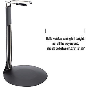 Spircol Black Adjustable Doll Stands Display Holder, fits for 8" to 12" Dolls or Action Figures Shelf, Waist is 2 to 2.5 inches wide, 5.5 to 7 inches around