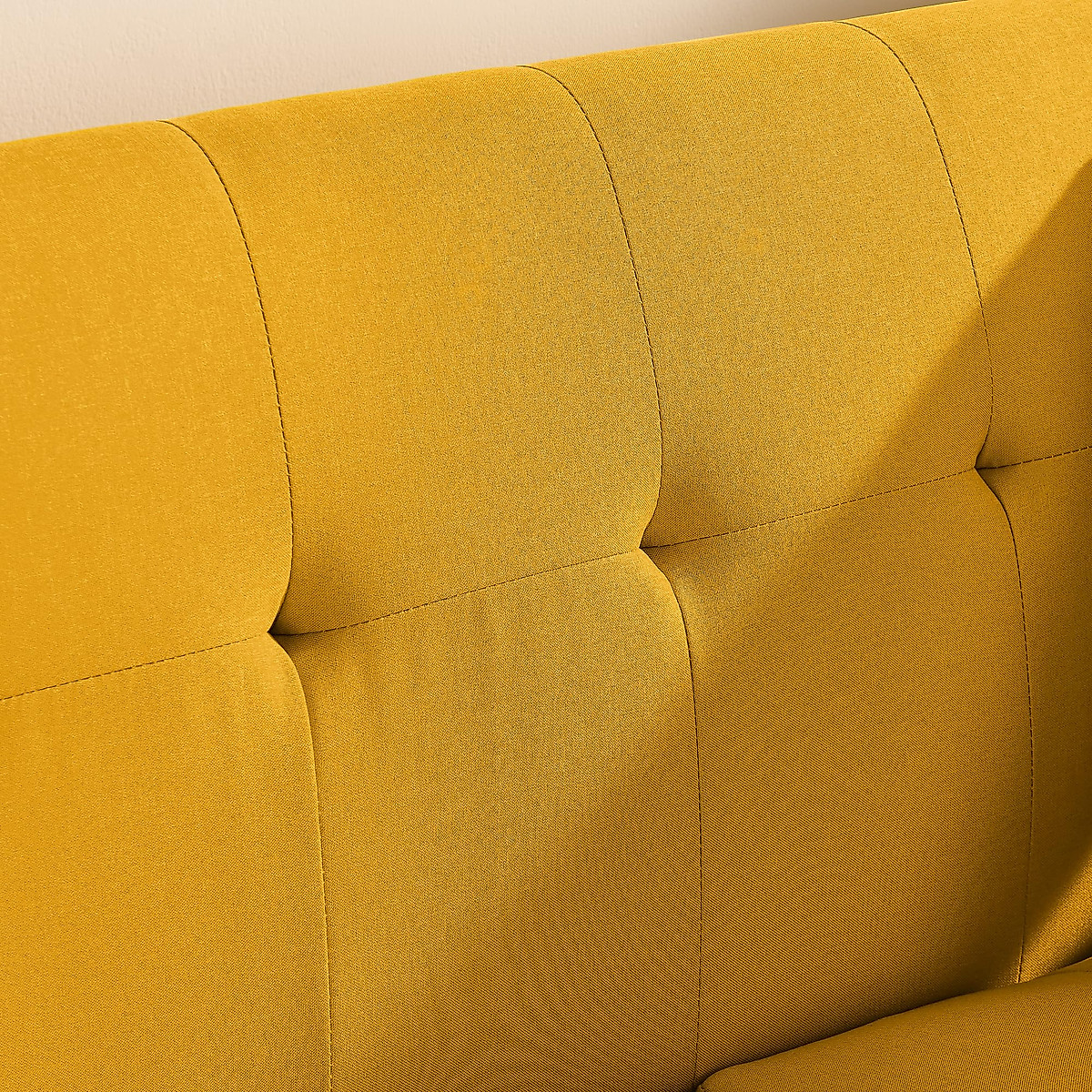 ECLYL Double Sofa, Modern Decoration Living Room Love Seat Sofa Simple and Atmospheric, Button Plush Soft Cushion Love Seat Furniture, Easy to Install Bedroom Small Sofa (Yellow)