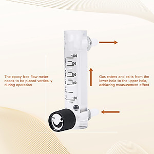 CNBTR 100-1000ml/min Oxygen Air Gas Flowmeter with Control Valve for Oxygen Adjustable Gas Flowmeter with Copper Connector for Oxygen Air Gas Conectrator
