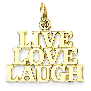 IceCarats 14K Yellow Gold Live Love Laugh Necklace Charm Pendant 19mm x 17mm Only