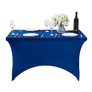 Hezuzo Spandex Table Cover for 4FT Table Universal Fitted Stretch Tablecloth for Party, Banquet, Wedding and Events-Classicblue