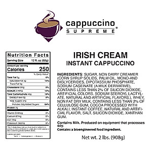 Cappuccino Supreme 2 lb bag Irish Cream Instant Cappuccino Mix
