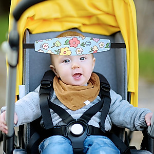 2 Pieces Baby Carseat Head Support, Seat Head Support for Toddler Head Band Strap Headrest, Stroller Seat Sleeping Headrest Neck Relief Head Strap for Kids Children Toddler Infant (Classic Flower)