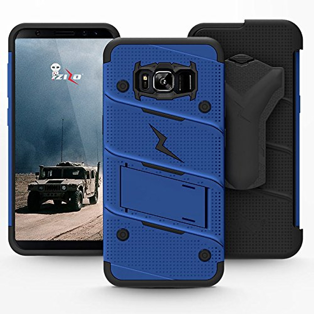 Samsung Galaxy S8 Plus Case, Zizo [Bolt Series] w/ [Galaxy S8 Plus Screen Protector] Kickstand [12 ft. Military Grade Drop Tested] Holster Clip - S8+