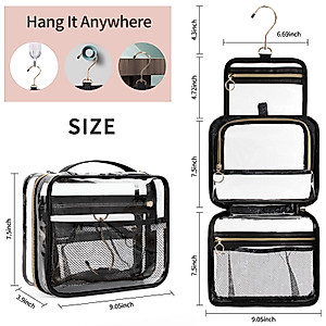 CUBETASTIC Hanging Toiletry Bag, Clear Makeup Bags for Travel Essentials TSA Approved Clear Bag Transparent Cosmetic Organizer Pouch for Women Men Portable Make Up Case with Handle