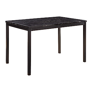 Lexicon Archglen Metal Dining Table with Faux Marble Top, Black