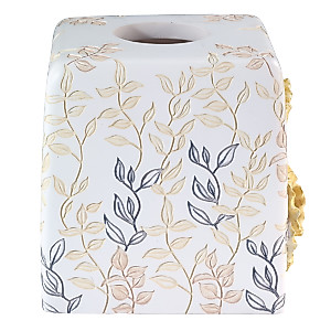 Avanti Linens - Tissue Box Cover, Guest Bathroom Essentials, Countertop Accessories, Floral Home Decor (Marielle Collection)