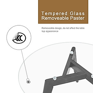 ivinta Round Glass Dining Table for 2-4 People, Modern Leisure Table with Wood Legs for Kitchen Dining Room Living Room, Space Saving, 31.5 inch RD80 (Black)