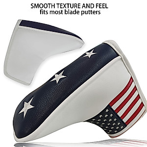 LAISUNTIM Golf Blade Putter Head Cover, USA Stars and Stripes Golf Putter Headcover with Magnetic Closure