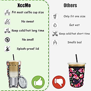 XccMe Stainless Steel Iced Coffee Sleeve,30oz Stainless Steel Insulated Tumbler with Lid,Double Wall Cup Sleeves for Cold Drinks Reusable,for Most Starbucks,Dunkin Donuts,McDonalds (Leopard)