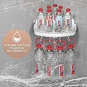 TAILINK Corner Shower Caddy Suction Cup 2 Packs One Second Installation,Bathroom Shower Shelf No Drilling Waterproof, Suction Shower Basket Removable Shower rack for Kitchen - White