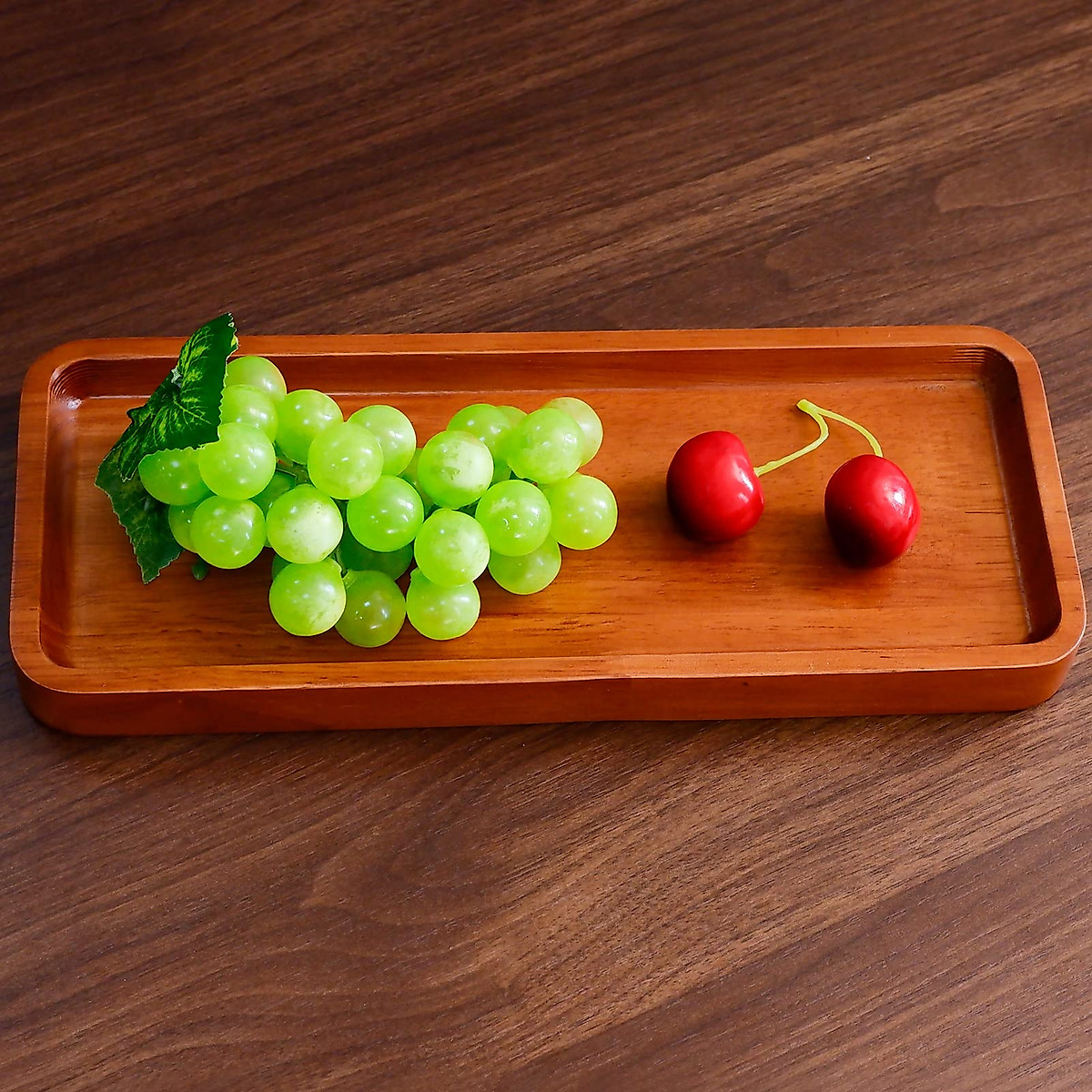 HOMBEMO Wooden Serving Trays, 11.8 Inch Wood Serving Platters of Natural Paulownia Solid Wood, Rectangular Wooden Tray, Charcuterie Board, Small Tray for Kitchen Counter Home Decor