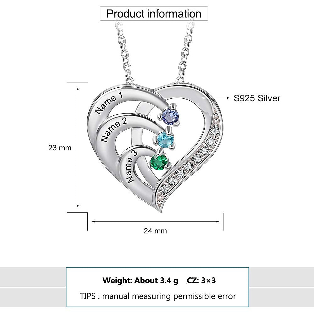 kaululu Gifts for Mom Personalized Birthstone Name Necklace for Women Best Custom Heart Necklace Build Your Mom Wife Girlfriend Birthday Gifts Christmas Gifts for Women