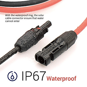 JYFT Solar Extension Cable,10AWG(6mm²) Panel Extension Cable with PV Compatible Female and Male Connector (20FT Red + 20FT Black)