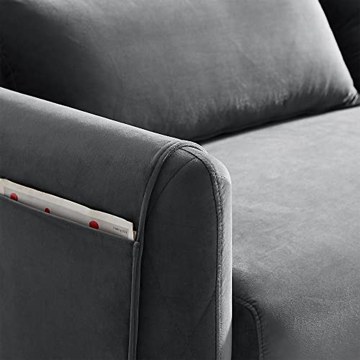 Antetek Convertible Sleeper Sofa Bed, 3 in 1 Velvet Loveseat Sleeper Sofa Couch with Pull Out Bed, Small Love seat with Adjustable Backrest, Lumbar Pillows & Side Pocket for Living Room, Grey, 55"