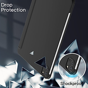 JETech Case for iPad Pro 11-Inch 2022/2021/2020/2018 Model (4th/3rd/2nd/1st Generation), Protective Hard Back Shell Soft-Touch Tablet Stand Cover, Auto Wake/Sleep (Black)