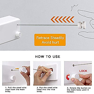 JOOM Retractable Clothesline Indoor Double Clothes Lines retracting | Heavy Duty for Drying Laundry line Outdoor|Wall Mounted Stainless Steel 13.8Feet Two line (White)