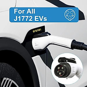 QPQ Level 1-2 EV Charger J1772 Standard Plug-in ev Chargers for Home Level 2 Cars 110V-240V 16 Amp 3.5 kW Portable Electric Vehicle Charging Stations Portable ev Charger j1772 Extension Cable
