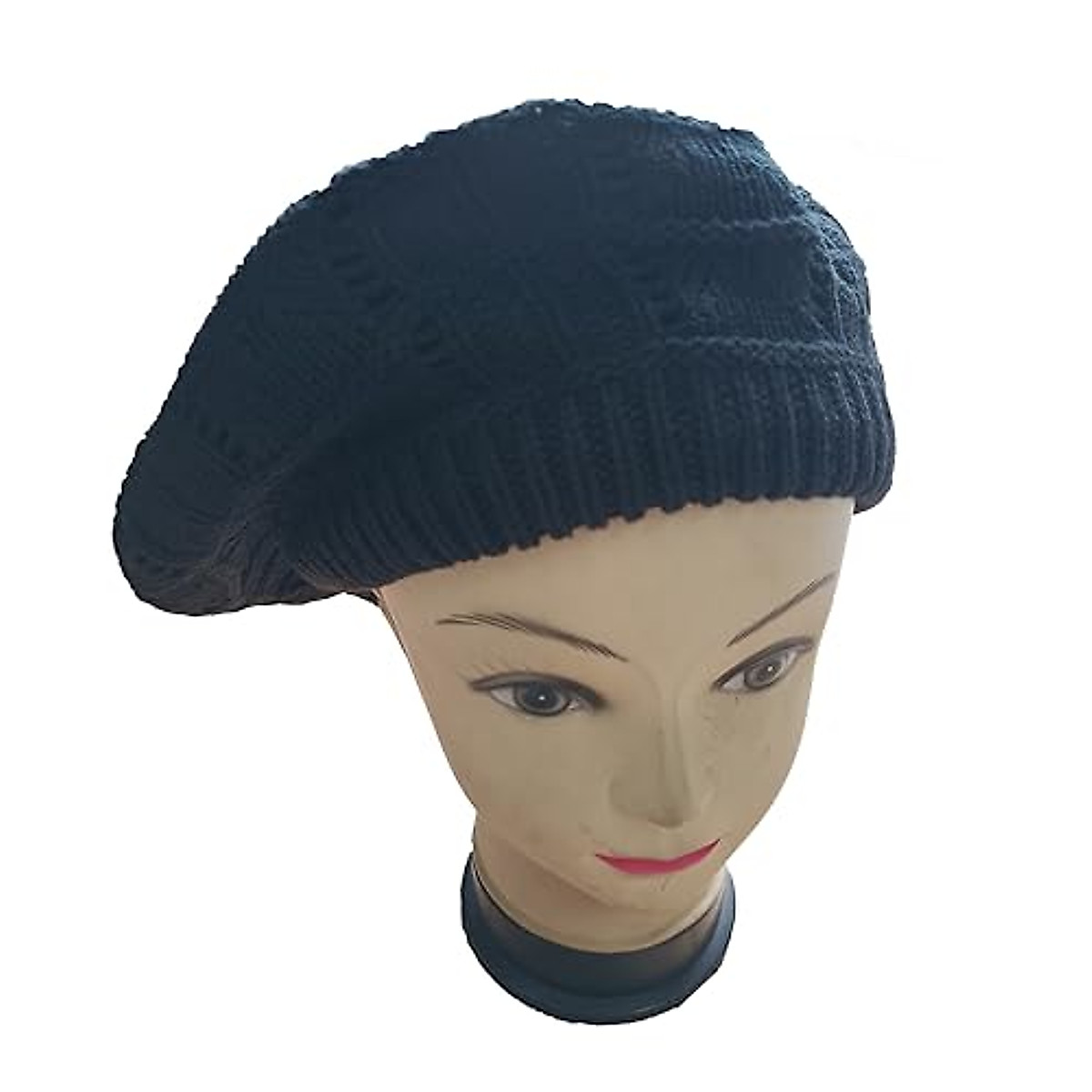 Hysunland Black Satin Lined Hats for Women Ladies Winter Spring Knit Beret