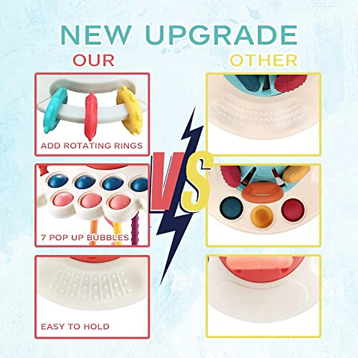 Oueyes Montessori Toys for Babies 6-12 Months Baby Sensory Toys Teething Toys 12-18 Months Pull String Activity Toys Sensory Toys for Toddlers 1-3 Travel Toys for 1 Year Old Baby Girl Boy Gifts