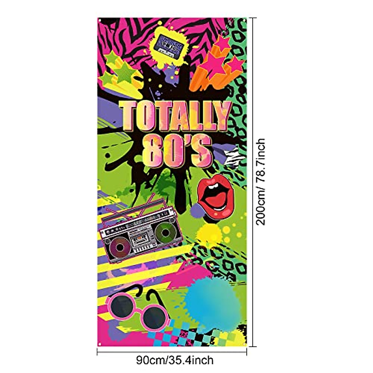 Totally 80's Door Cover, Large Fabric 80's Hip Hop Sign Graffiti Backdrop, 80's Party Retro Decoration Banner for 80's Theme Party Supplies Favors, 78.7 x 35.4 Inches