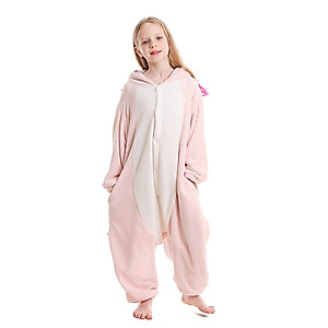 ATOZ Onesie for Kids, Animal Pajamas Halloween Cosplay Costume for Girls Boys, Pink Axolotl 8-9Y