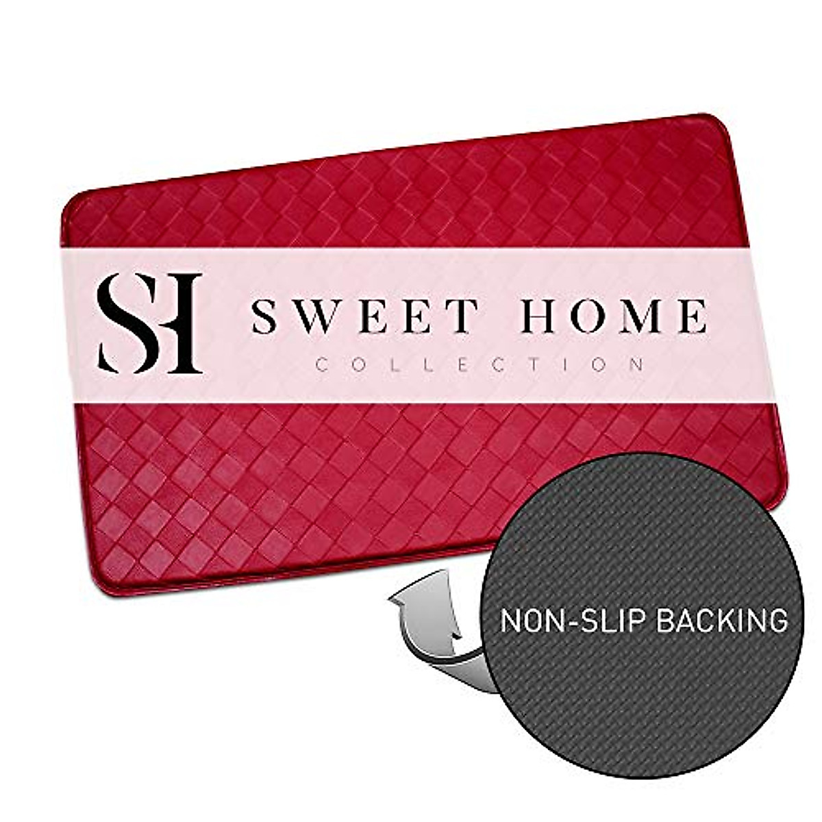 Sweet Home Collection Memory Foam Anti Fatigue Kitchen Floor Mat Rug, Diamond Red, 30" x 18"