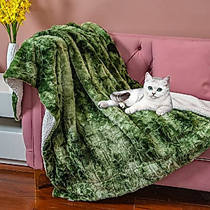 Super Soft Plush Throw Blanket, Tie Dye Cozy Fuzzy Blankets 60x80 inches,Fluffy Sherpa Warm Microfiber Fleece Colorful Throws Blanket for Chair,Couch,Bed Green