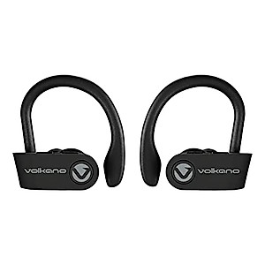 Volkano True Tunes Series Sports Wireless Earphones- Wireless Earphones with Microphone & Ear Hooks, True Bluetooth Sports Earbuds for Running, Sports, & Workout, Bluetooth Earphones (Black)