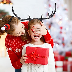 Lurrose Black Antler Headband Long Antler Ears Hairband Deer Horn Elk Headpiece for Holloween Christmas Cosplay Party