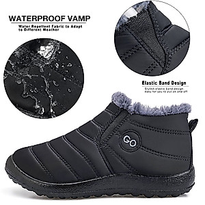 HARENCE Snow Boots for Women Winter Boot with Comfortable Warm Fur Lined Ankle Booties Outdoor Slip On Waterproof Short Boots