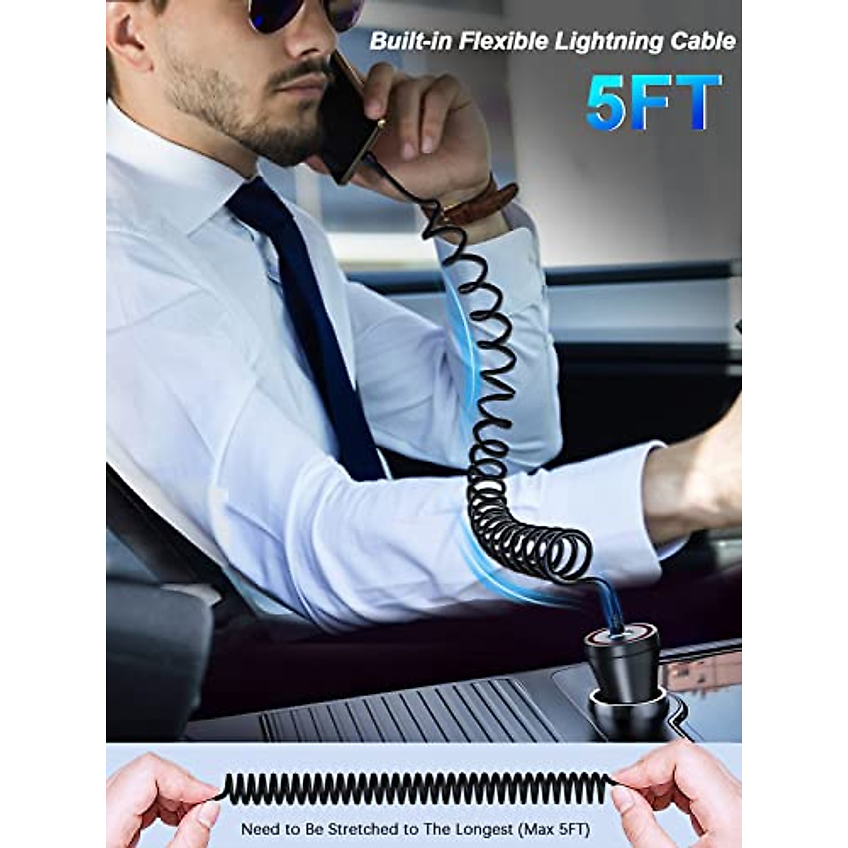 Car Charger,48W/4.8A USB Car Charger Adapter Compatible with iPhone 14/Plus/Pro Max/13 Pro Max/Pro/Mini/12/11/X/SE/8/7/6s/6Plus/5s/5c, iPad Pro/Air/Mini and Universal USB Port for Android Phones