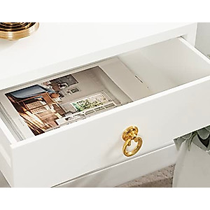 Kate and Laurel Decklyn Modern Glam Floating Side Table with Concealed Drawer for Additional Storage and Home Decor, 18x12x6, White/Gold