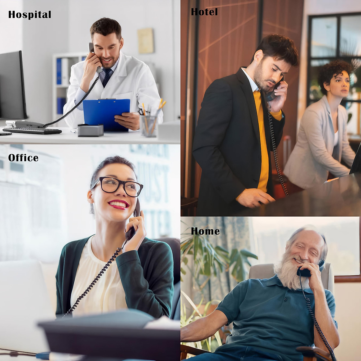 Uvital Telephone Phone Handset Cable Cord, Coiled Length 0.72 to 6 Feet Uncoiled Landline Phone Handset Cable Cord RJ9/RJ10/RJ22 4P4C(Black) (6ft)