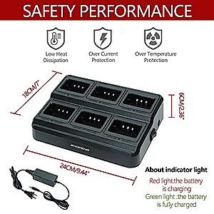 Baofeng UV-5R Six Way Charger Two Way Radio Multi Unit Charger Station for UV-5R UV-5R+ UV-5RE UV-5RTP UV-5X3 BF-F8HP RT-5R RT-5RV MK4 Radio and Battery