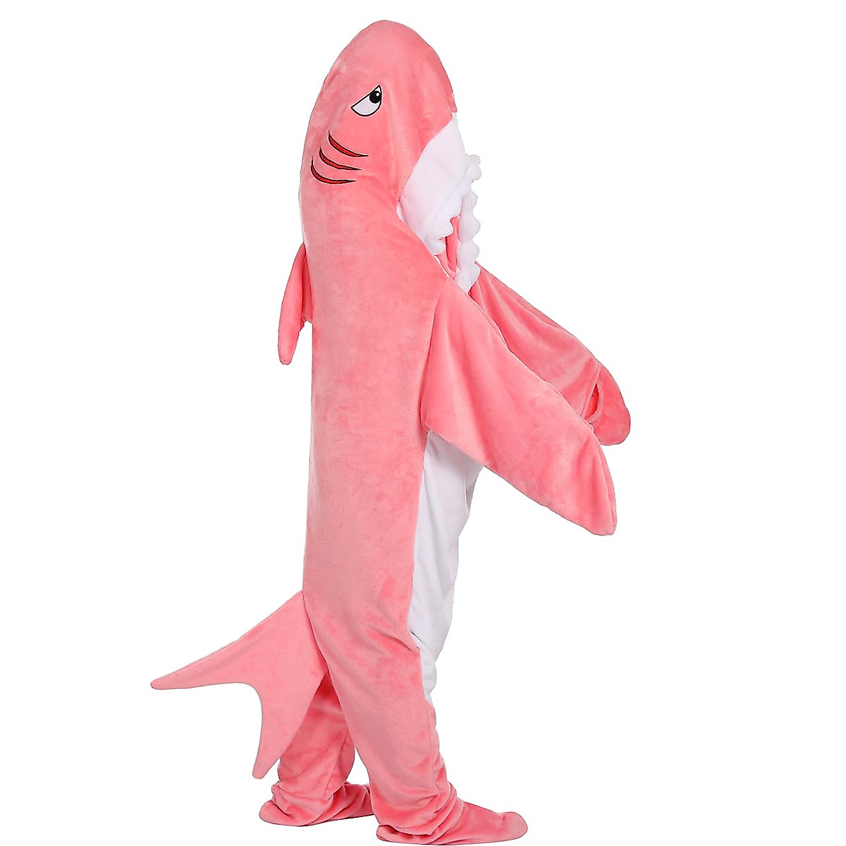 BEVITA Shark Blanket Hoodie Kids shark Wearable Blanket Gifts for Girls Onesie, pink shark, 140